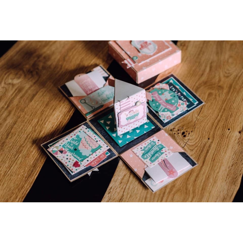 Pudełko Exploding Box z kieszonką biały